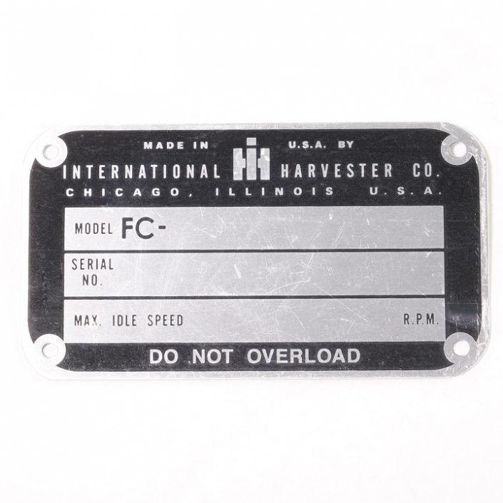 Later Style Farmall C Serial Number I.D. Tag – The Brillman Company