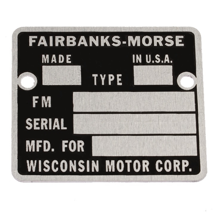 Fairbanks-Morse Wisconsin Nameplate/ ID Tag - The Brillman Company