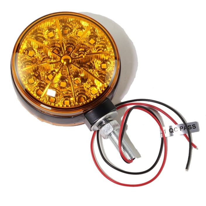 12-Volt Round LED Fender & Cab Warning Light, Amber & Amber Lenses ...